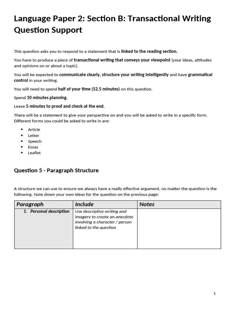 Section B Practice Worksheet | PDF | Question | Argument