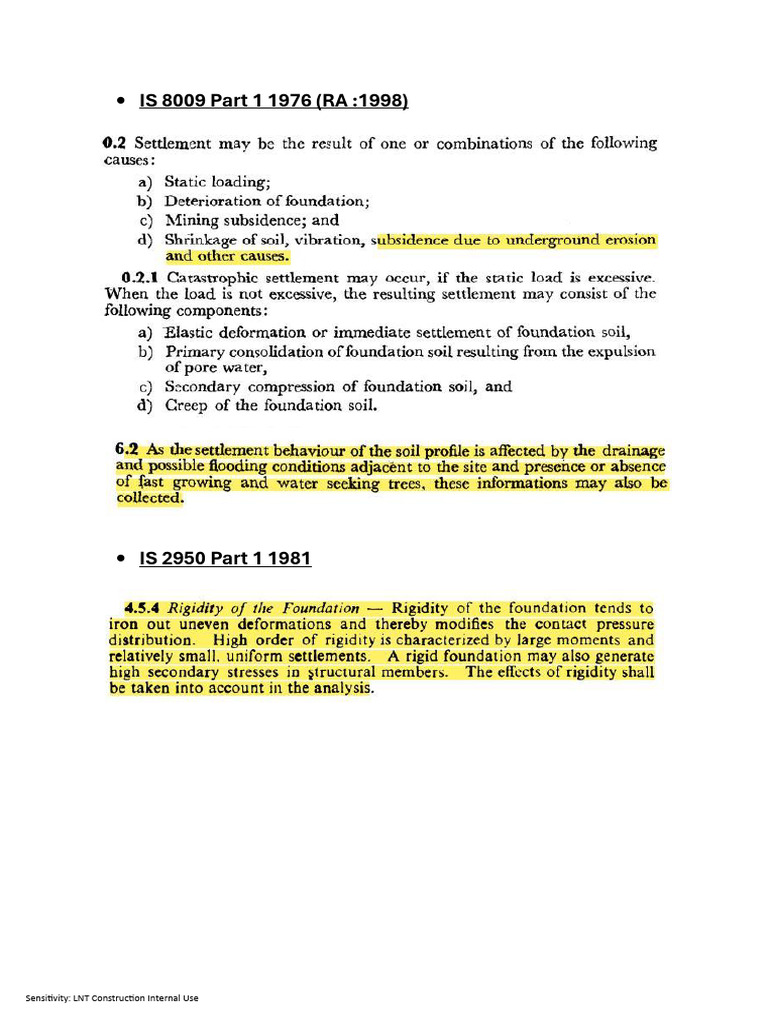 List of IS Codes - Foundation Settlements | PDF