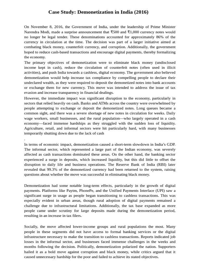 Demonetization's Impact on India's Economy | PDF | Indian Black Money ...