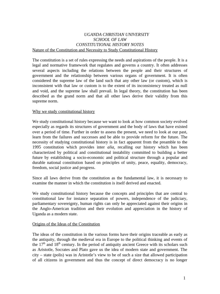 Constitutional History notes 1 | PDF | Citizenship | Uganda