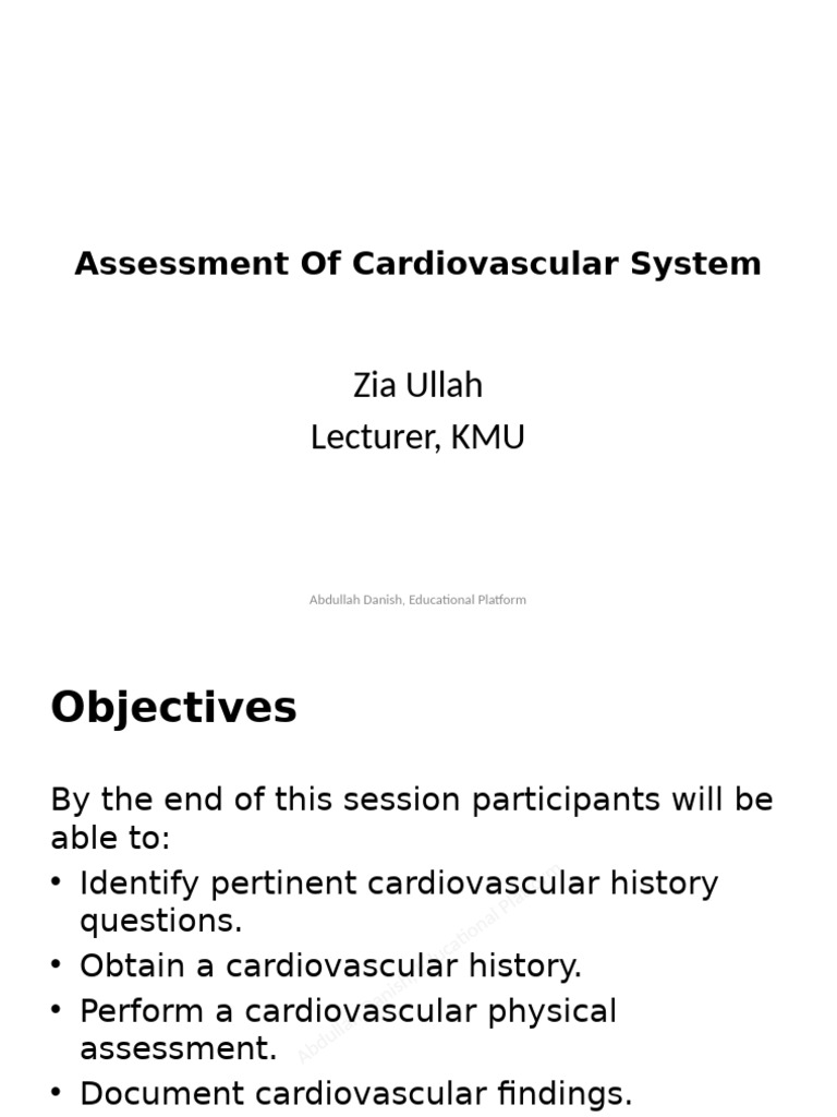 UNIT 3 Assessment of Cardiovascular System, Educational Platform | PDF ...