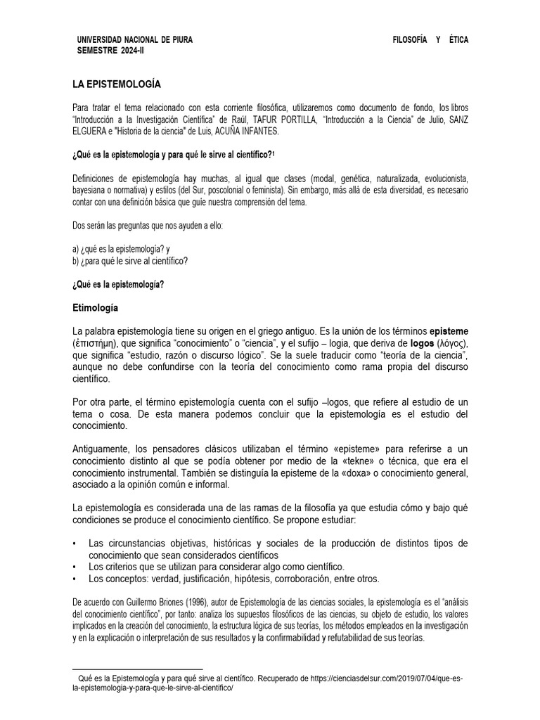 La Epistemolog-A | PDF | Epistemología | Conocimiento
