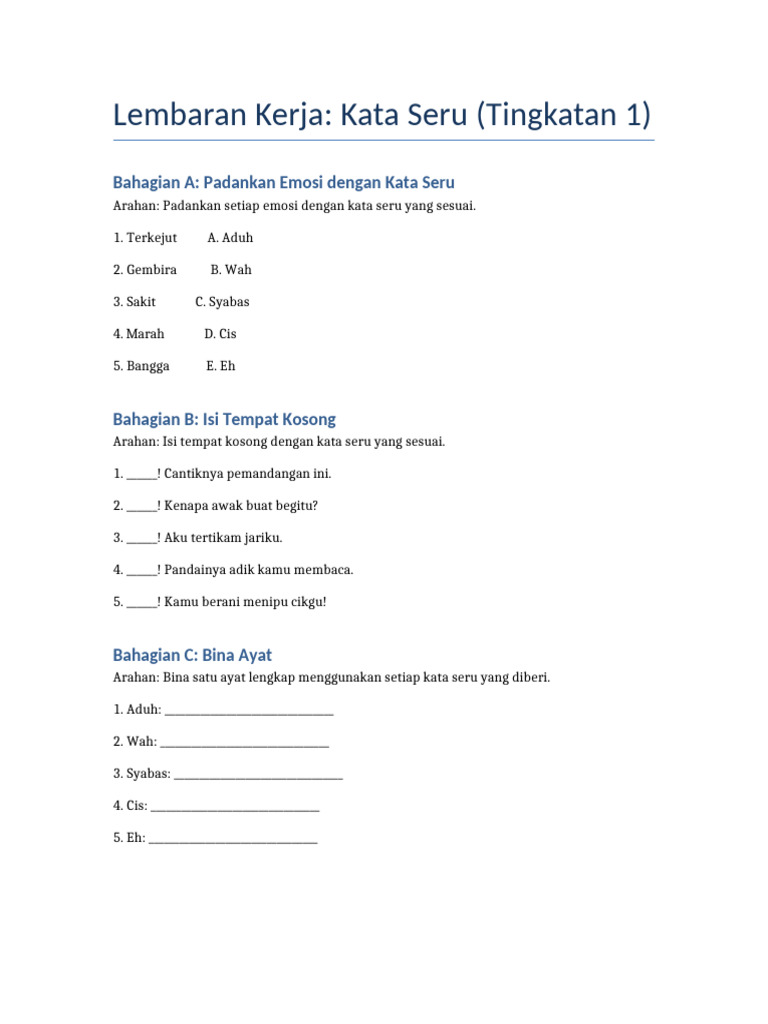 Kata Seru T1 2 | PDF