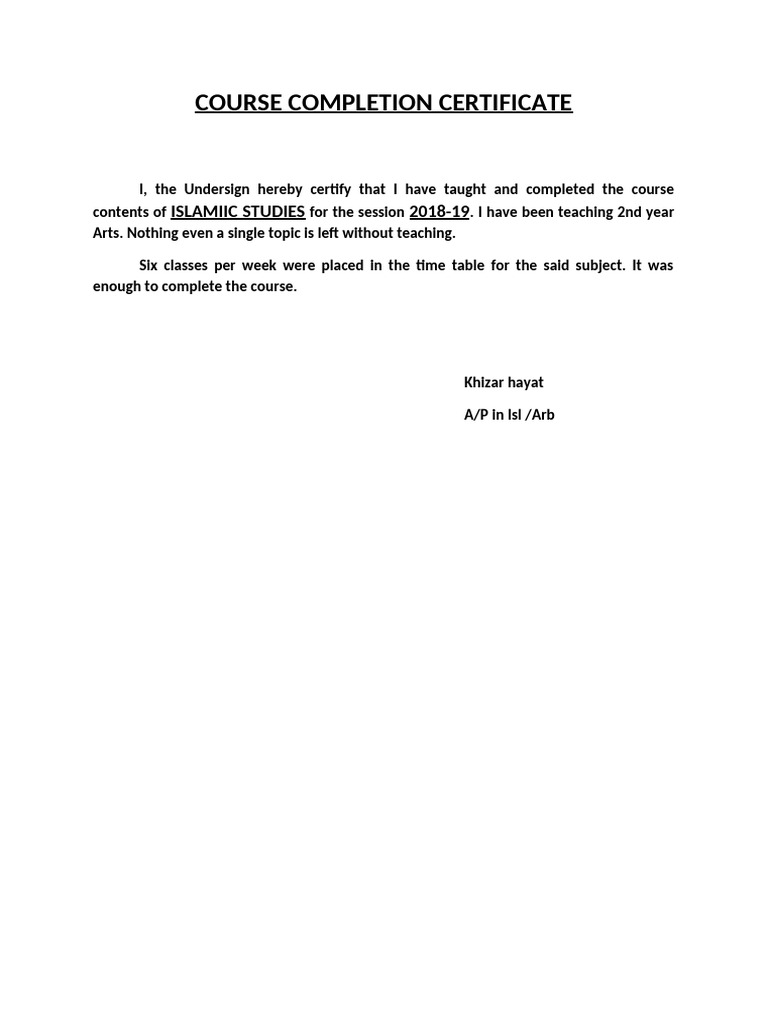 Course Completion Certificate | PDF