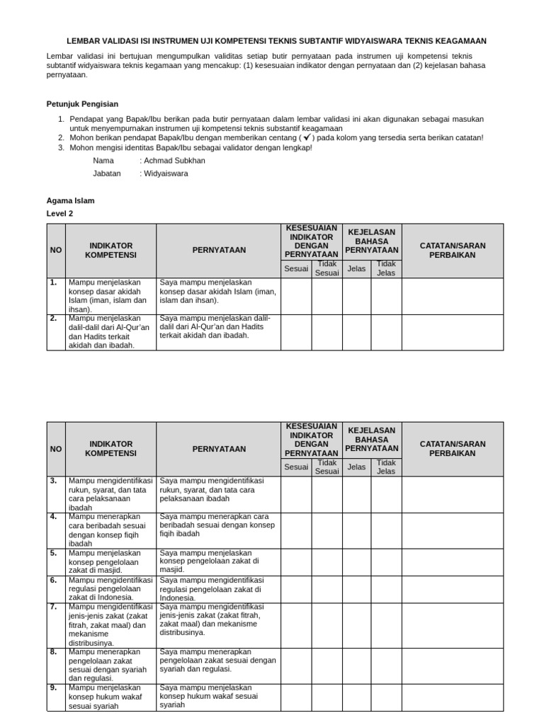 Lembar Validasi | PDF