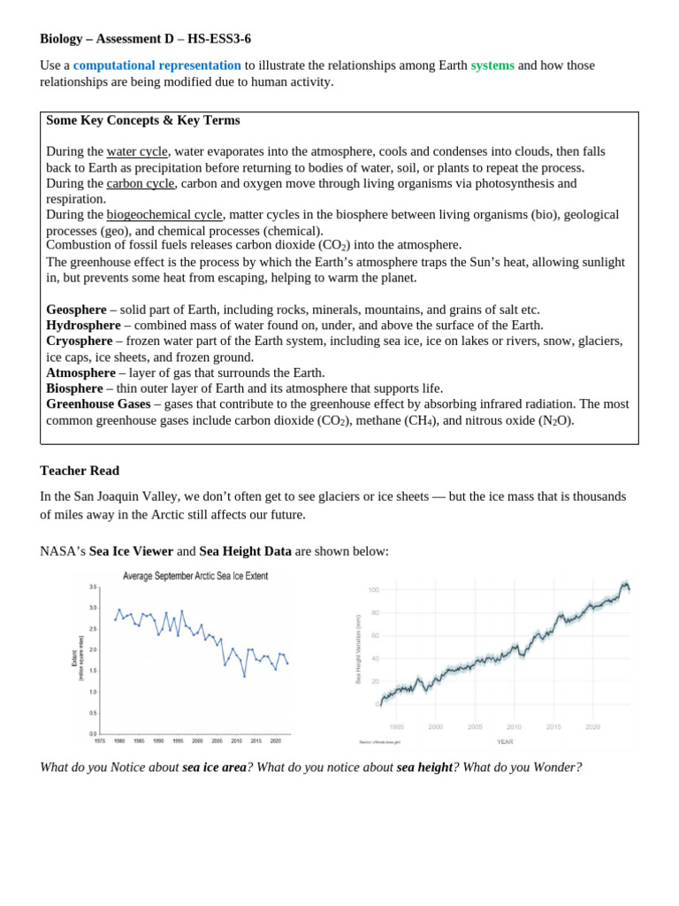 Biology Assessment D HS-ESS3-6 Field Test 202 | PDF | Earth ...