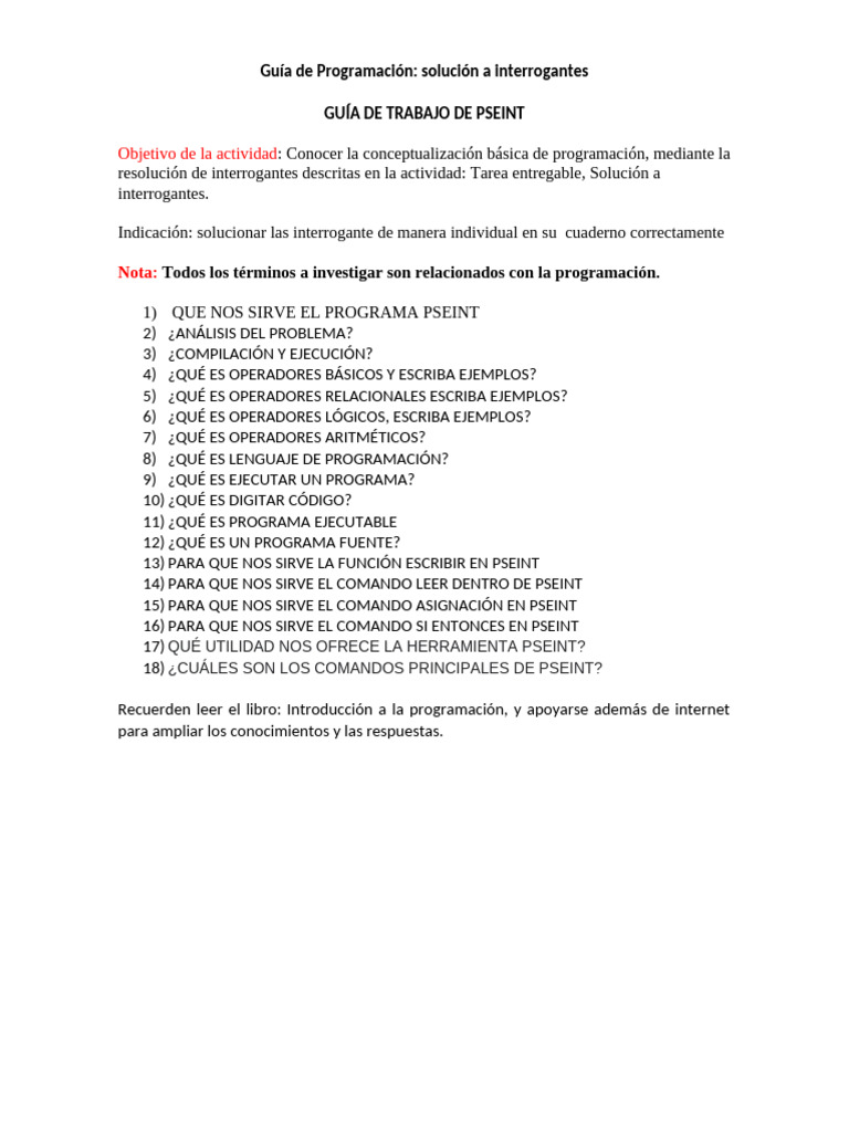 Guia Progra Pseint | PDF