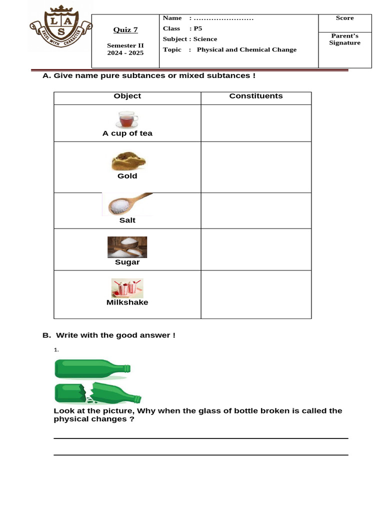 Quiz 7 Science P5 | PDF
