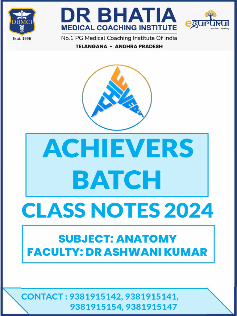 Anat Ach Notes 2024 | PDF