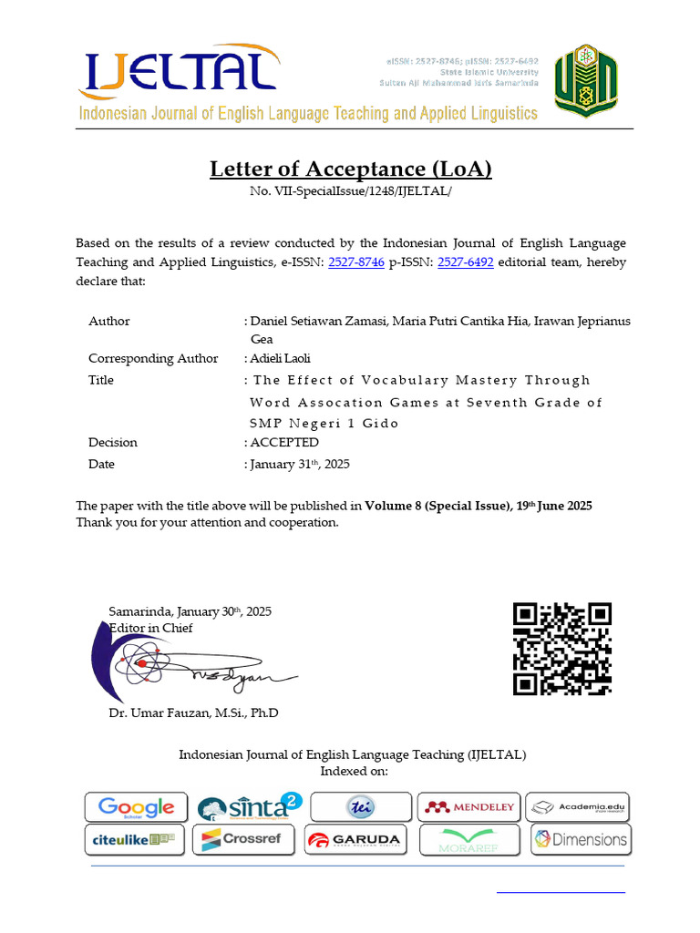 Letter of Acceptance (LoA) | PDF