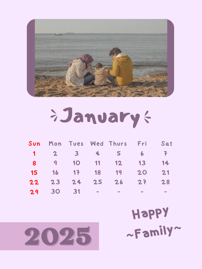 Purple Simple Calender Of January Poster | PDF