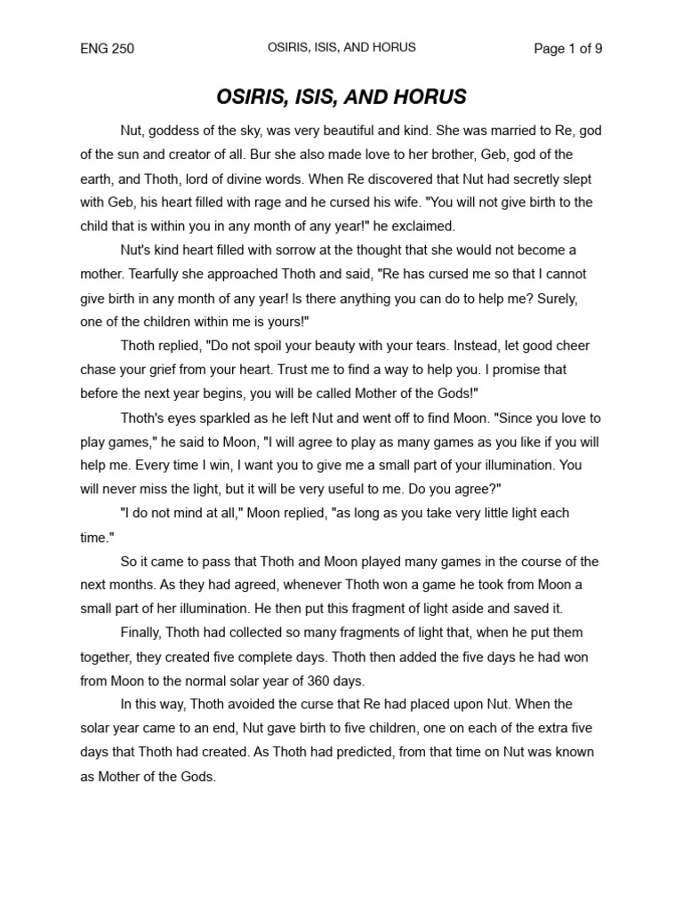 Egyptian Myth - Osiris, Isis and Horus | PDF | Isis | Osiris
