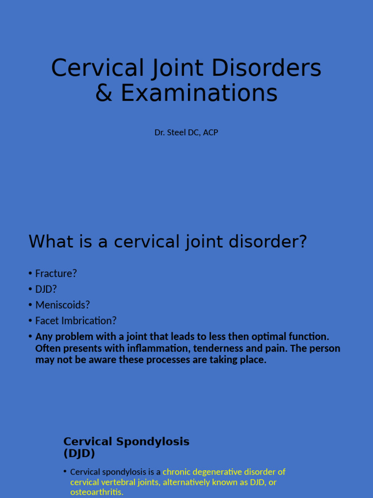 Cervical Joint Disorder | PDF | Vertebra | Diseases And Disorders