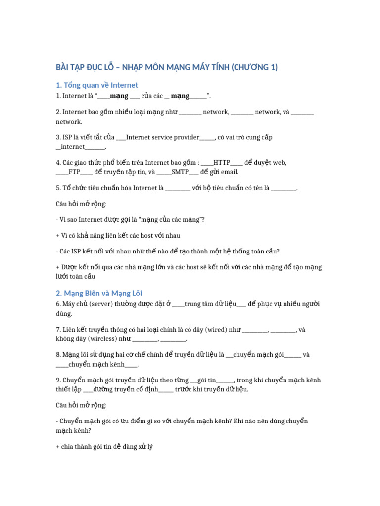 Bai Tap Duc Lo Nhap Mon Mang | PDF
