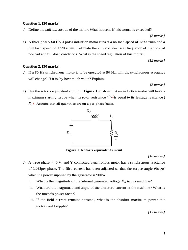 Induction and Synchronous Motor Analysis | PDF | Electric Motor ...