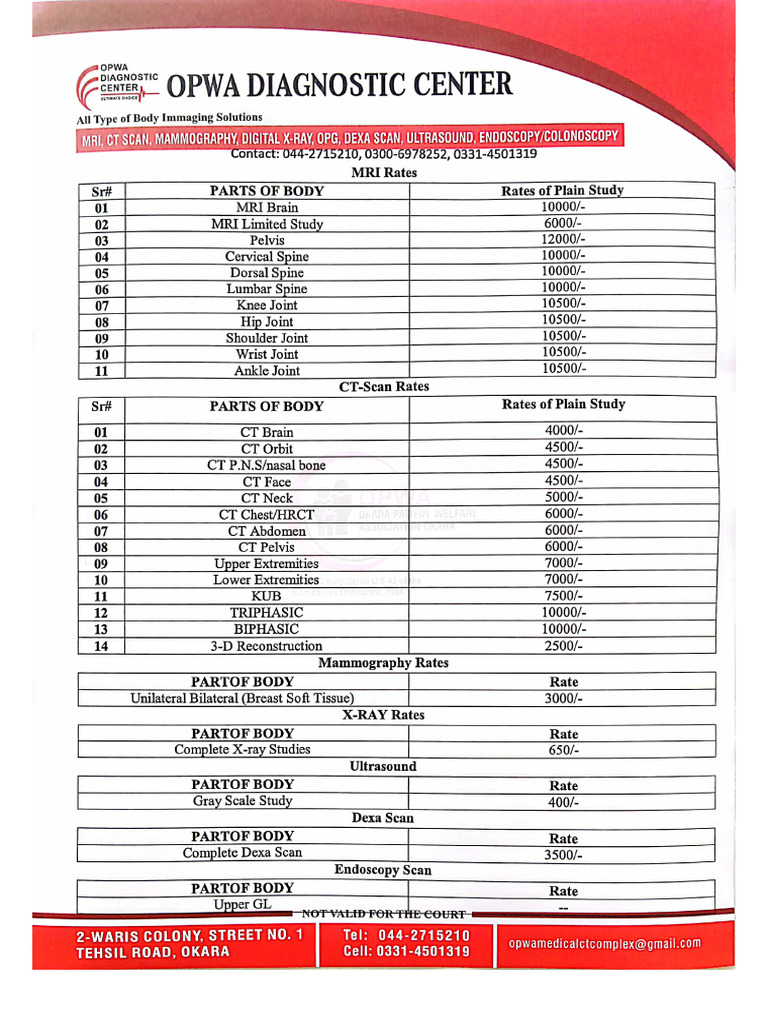 Rate List | PDF