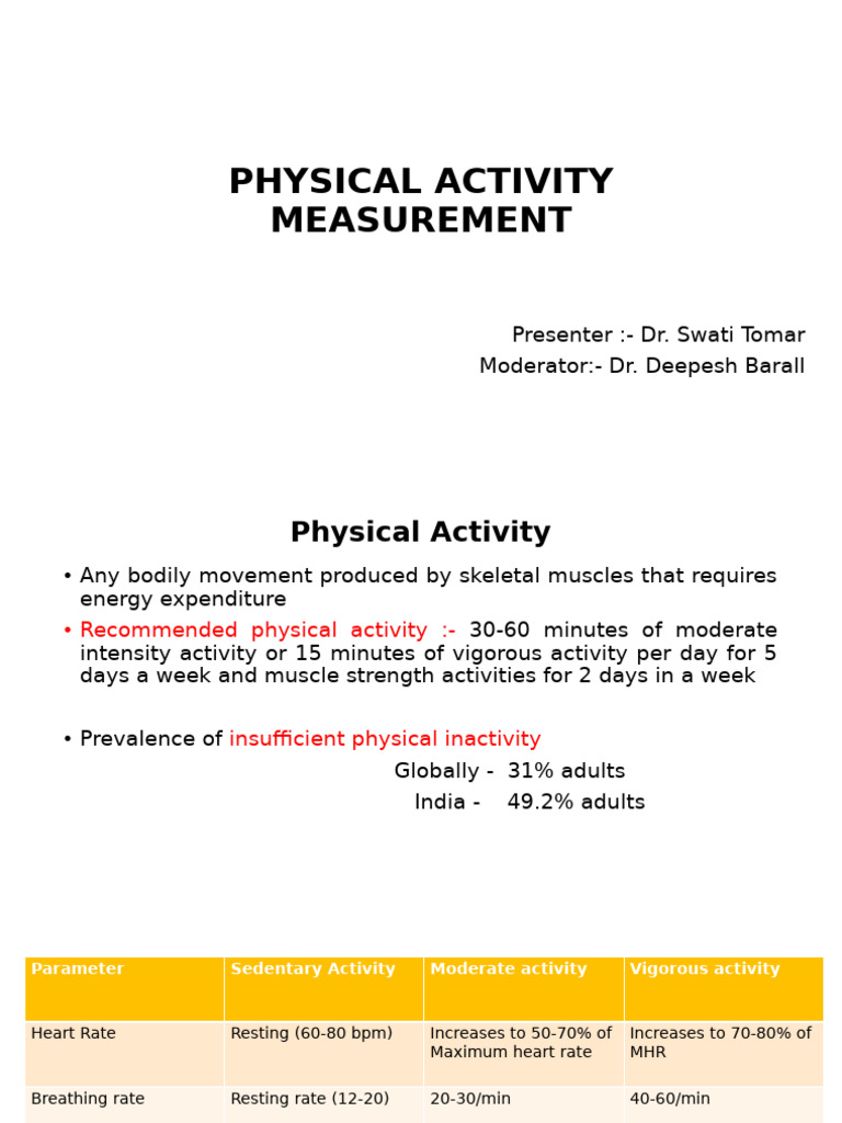 Physical Activity Measurement | PDF | Physiology