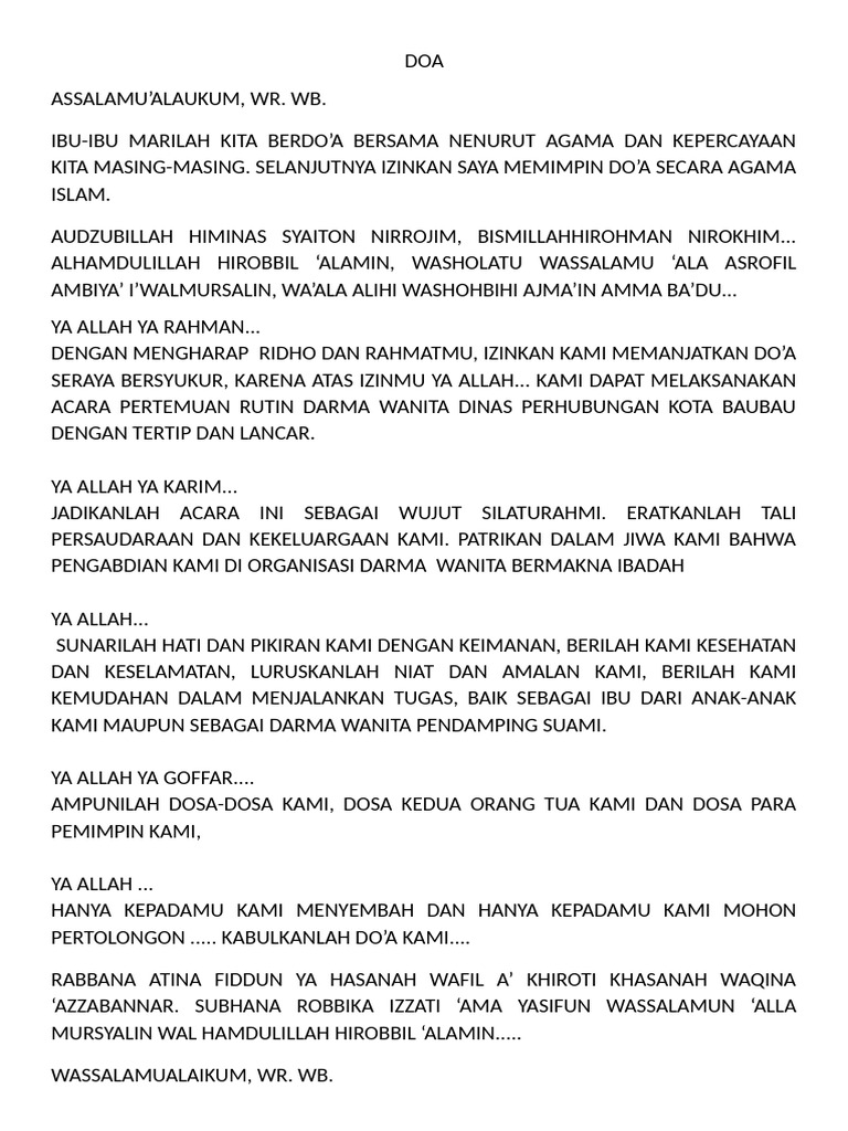 DOA IBU DARMA WANITA | PDF
