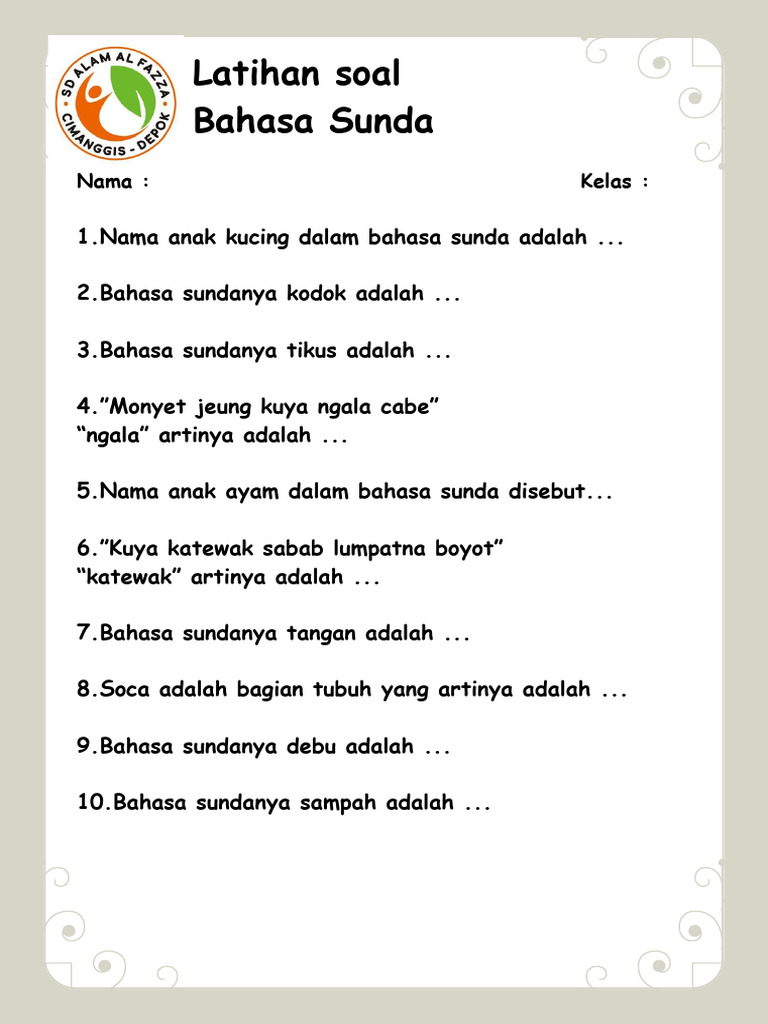 Latihan soal bhs sunda kls 2 sms akhir | PDF