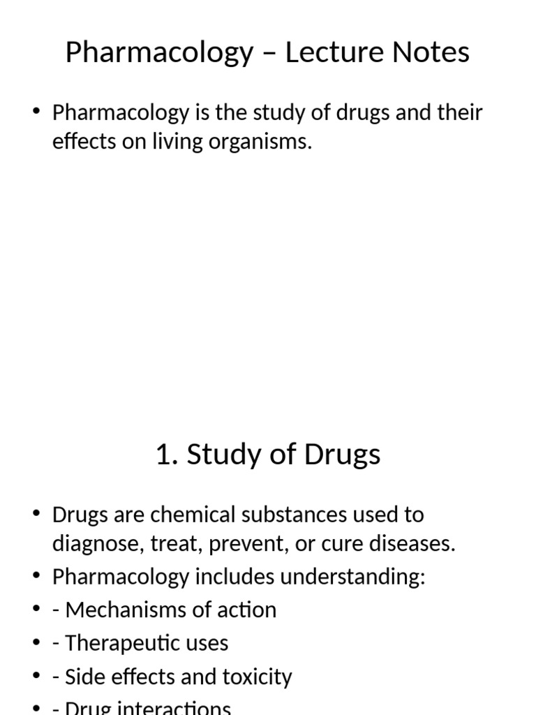 Pharmacology Lecture Notes | PDF