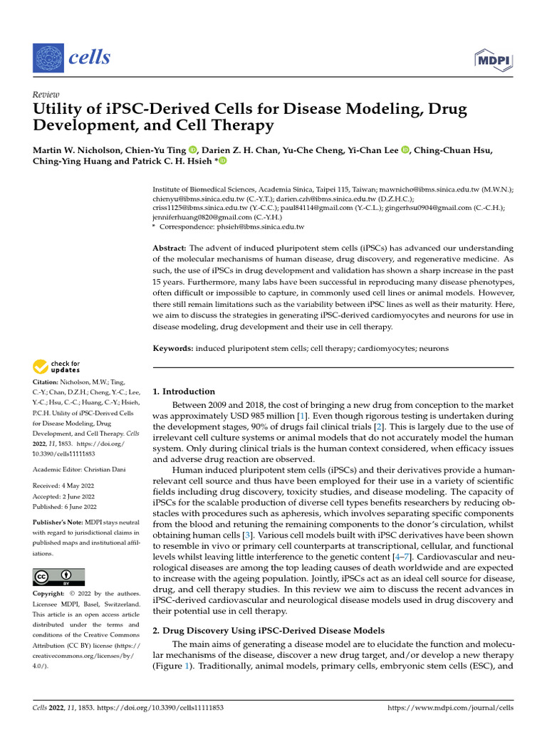 iPSC-Derived Cells in Disease Modeling | PDF | Cardiac Muscle | Neuron