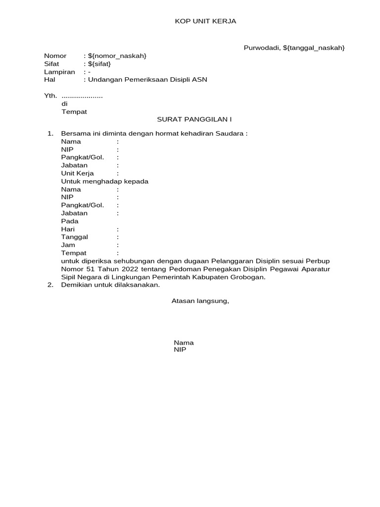 Undangan Pemeriksaan | PDF