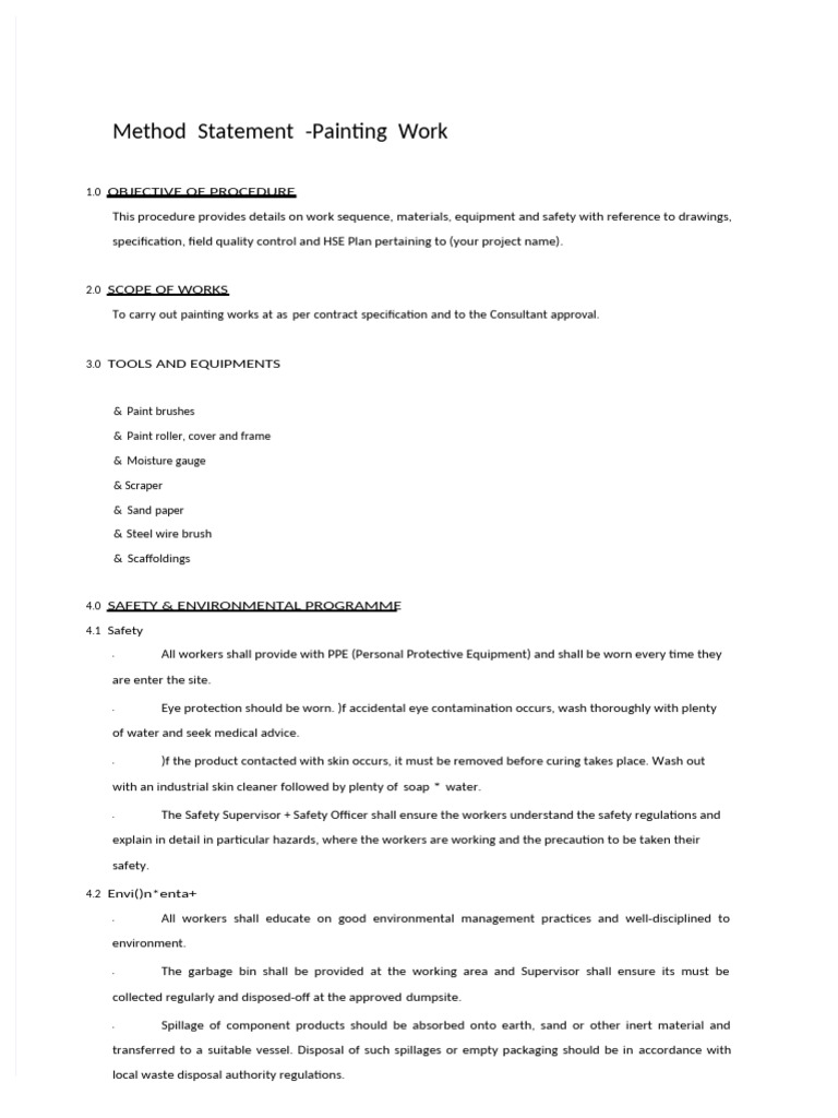 PDF Method Statement Painting Work - Compress | PDF | Paint | Personal Protective Equipment