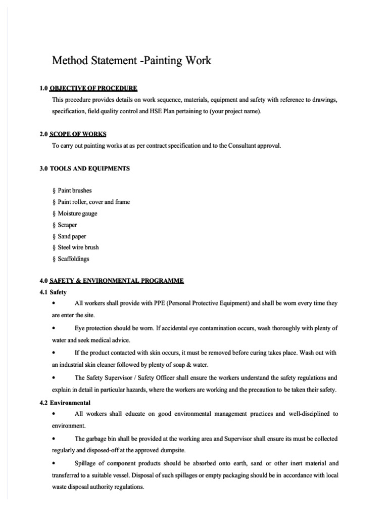 PDF Method Statement Painting Work - Compress | PDF | Paint | Industrial Processes