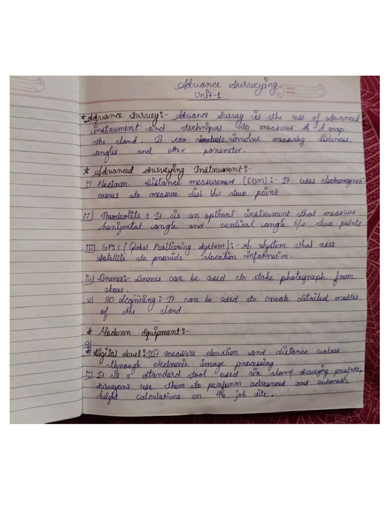 Advance Surveying Unit 1 MST 1st | PDF