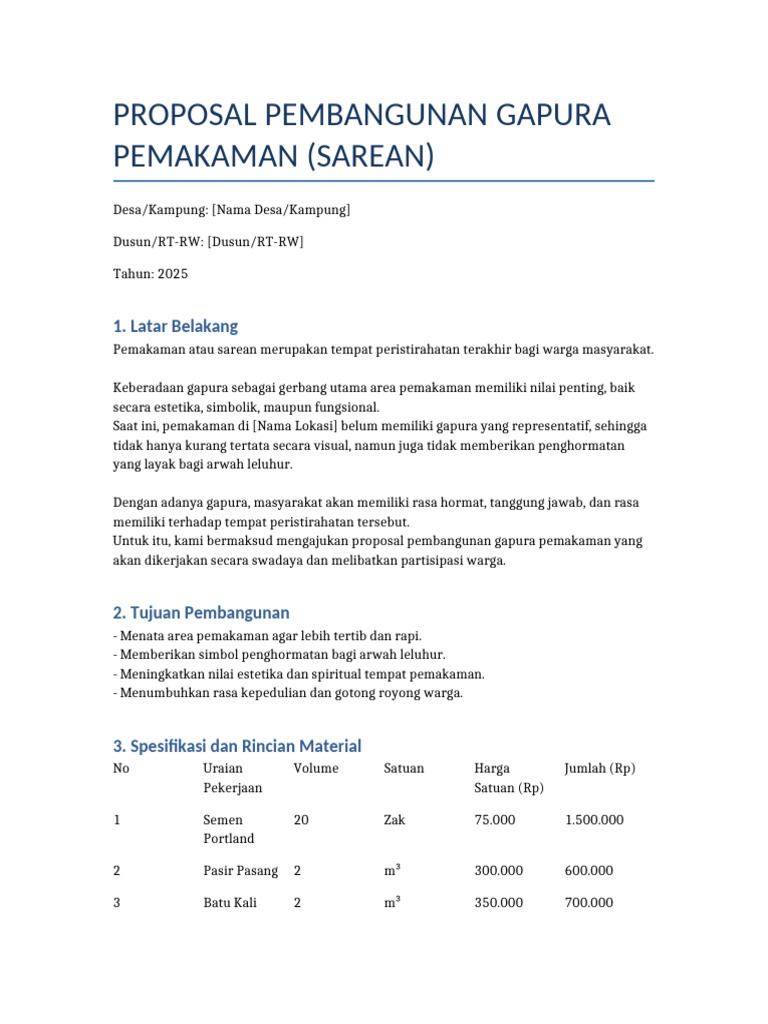 Proposal Gapura Pemakaman | PDF