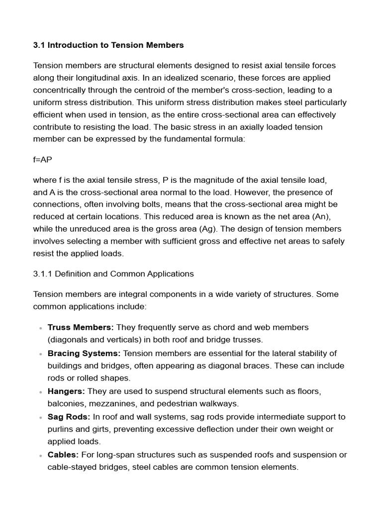 Understanding Tension Members in Structures | PDF | Truss | Tension ...