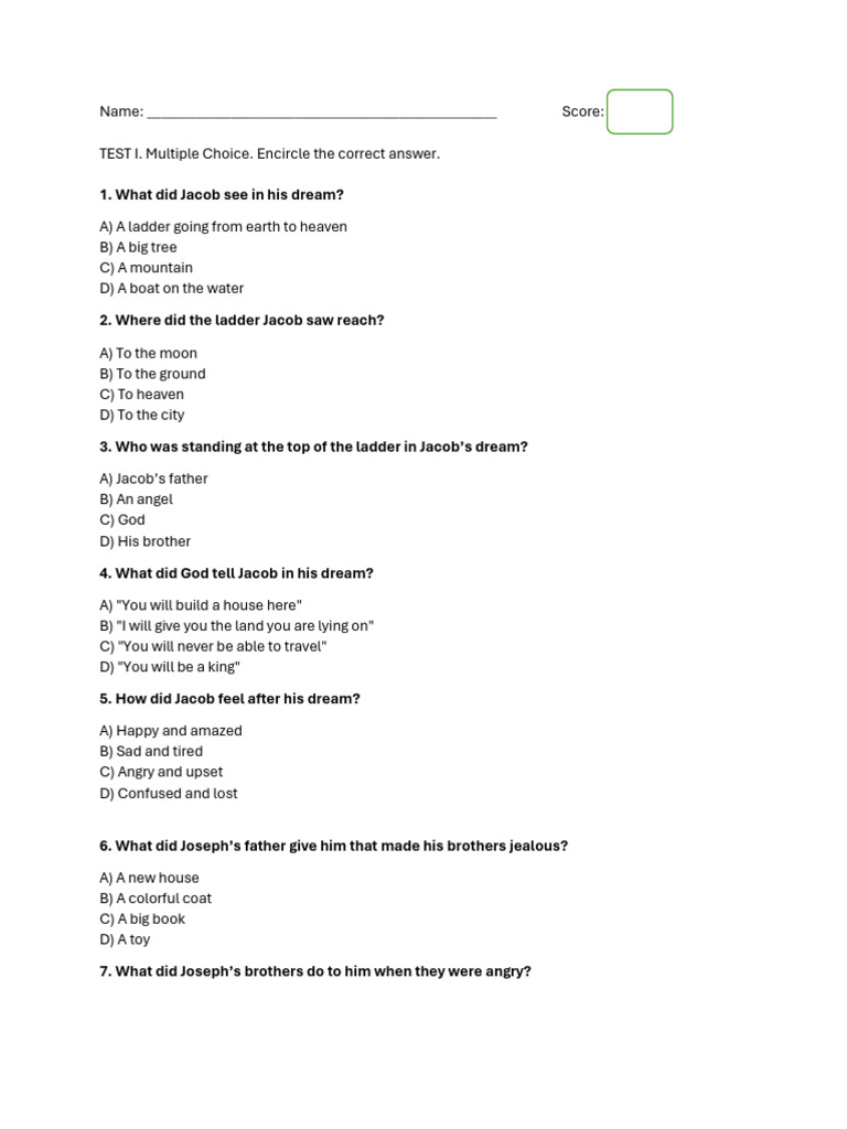 3rd Quarter Examination Paper - Primary 2 | PDF | Moses | Jacob