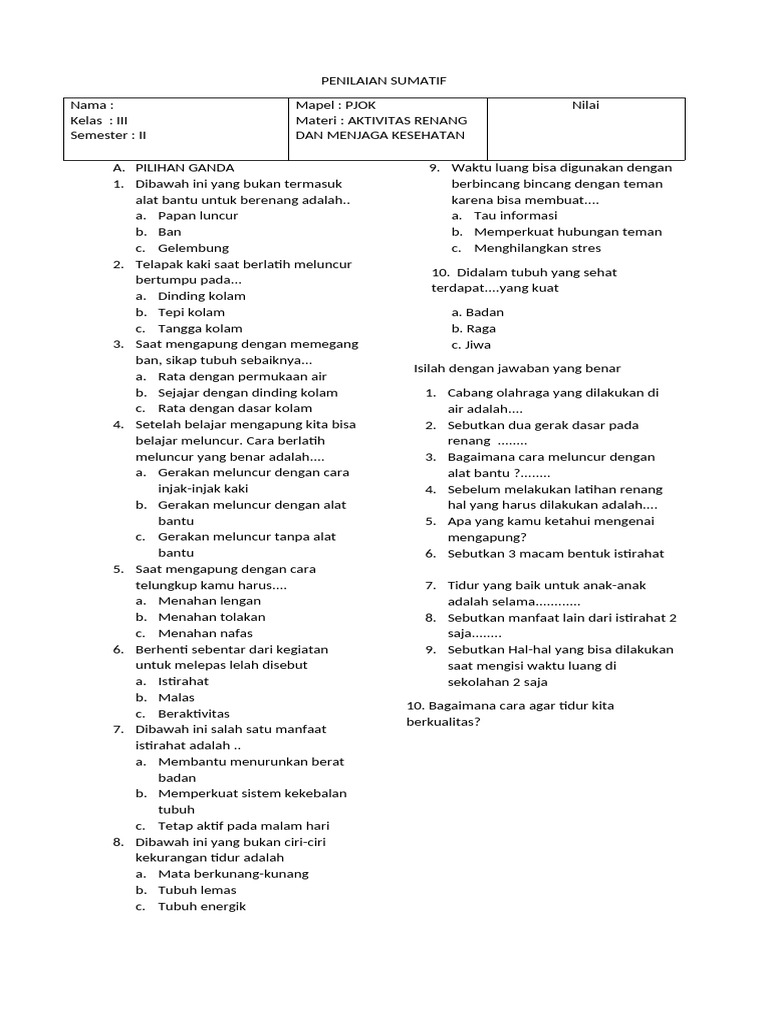 PENILAIAN SUMATIF Ipas SMT 2 Bab 6-1 | PDF