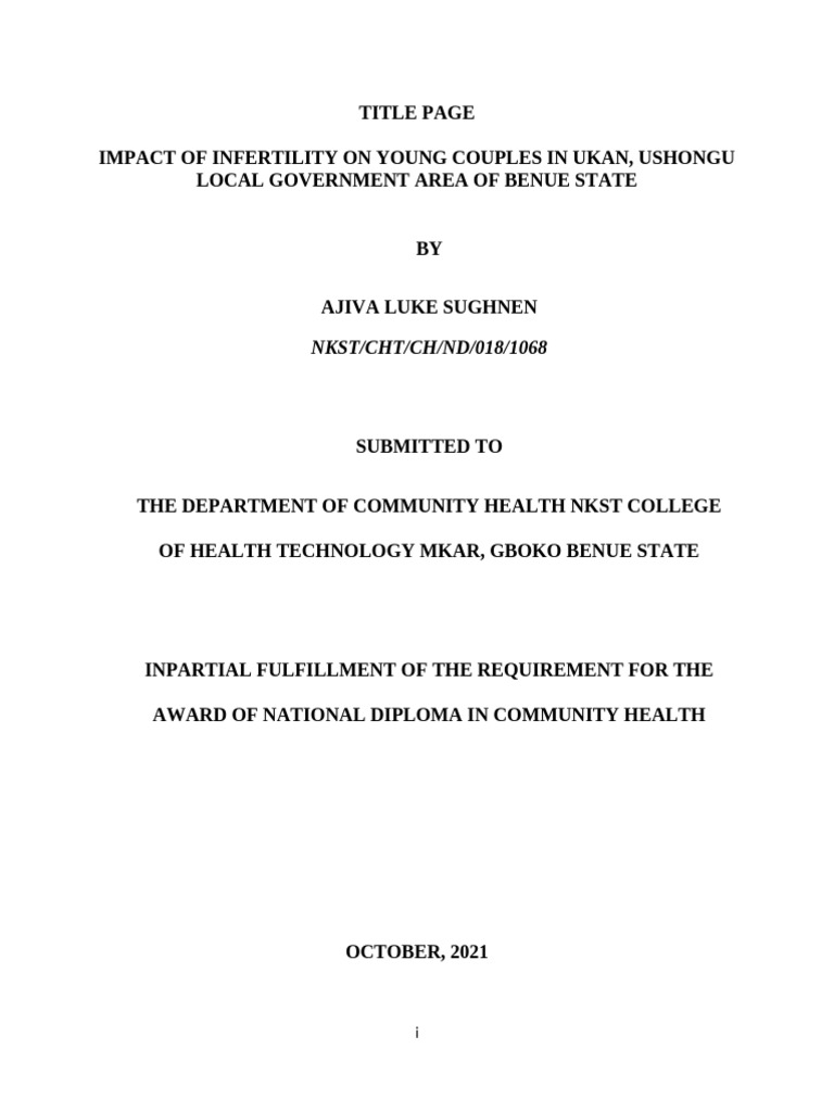 AJIVA LUKE's Project | PDF | Infertility | Human Reproduction