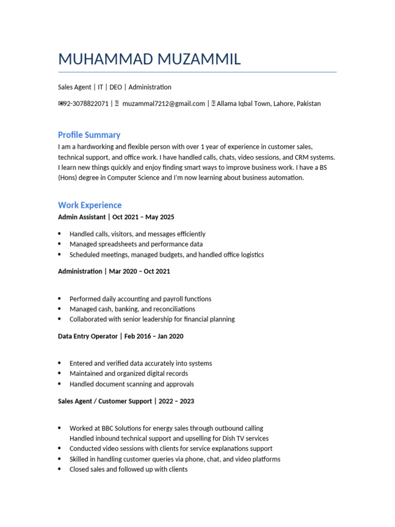 Muzammil Resume Updated. | PDF