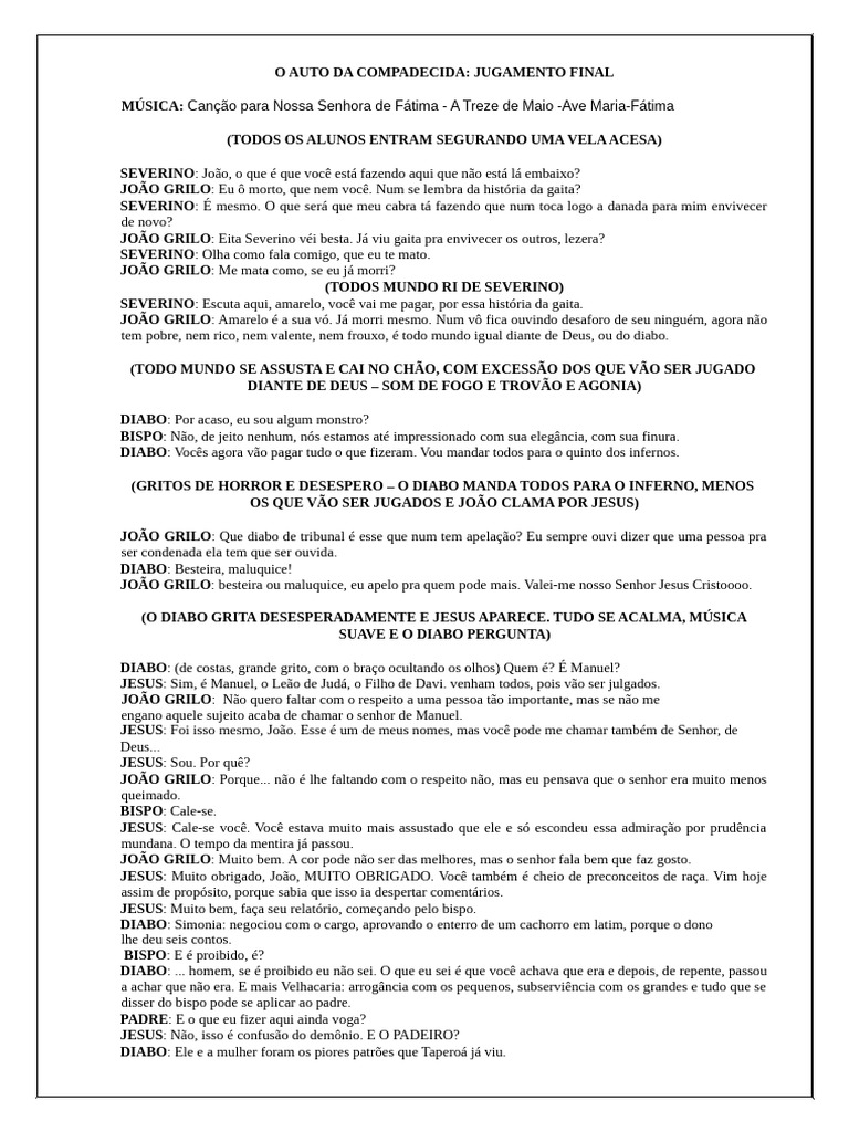 O Auto Da Compadecida Jugamento Final | PDF | Maria, mãe de Jesus | Jesus