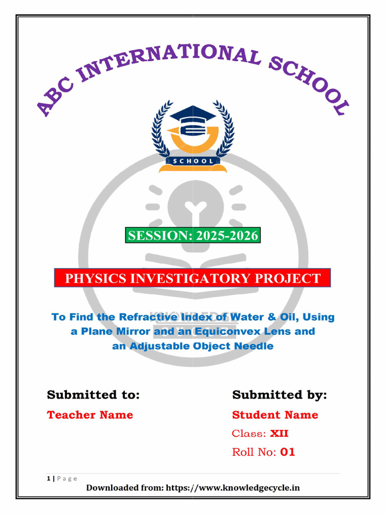 Refractive Index Water Oil No Watermark | PDF