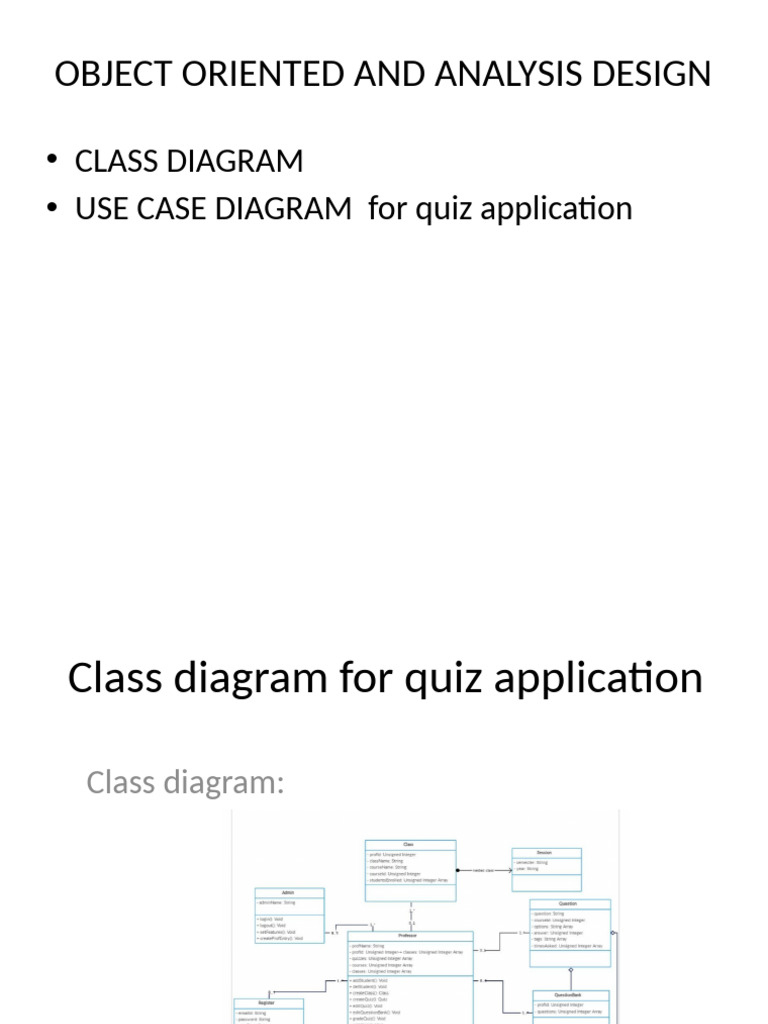 Class Diagram For Quiz Application | PDF