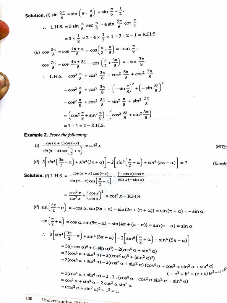 Trigonometric Functions of Sum and Difference Class XI | PDF