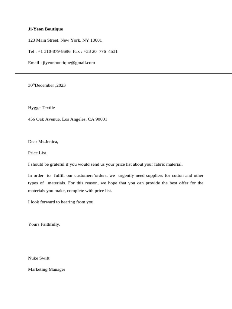 Business Letter | PDF