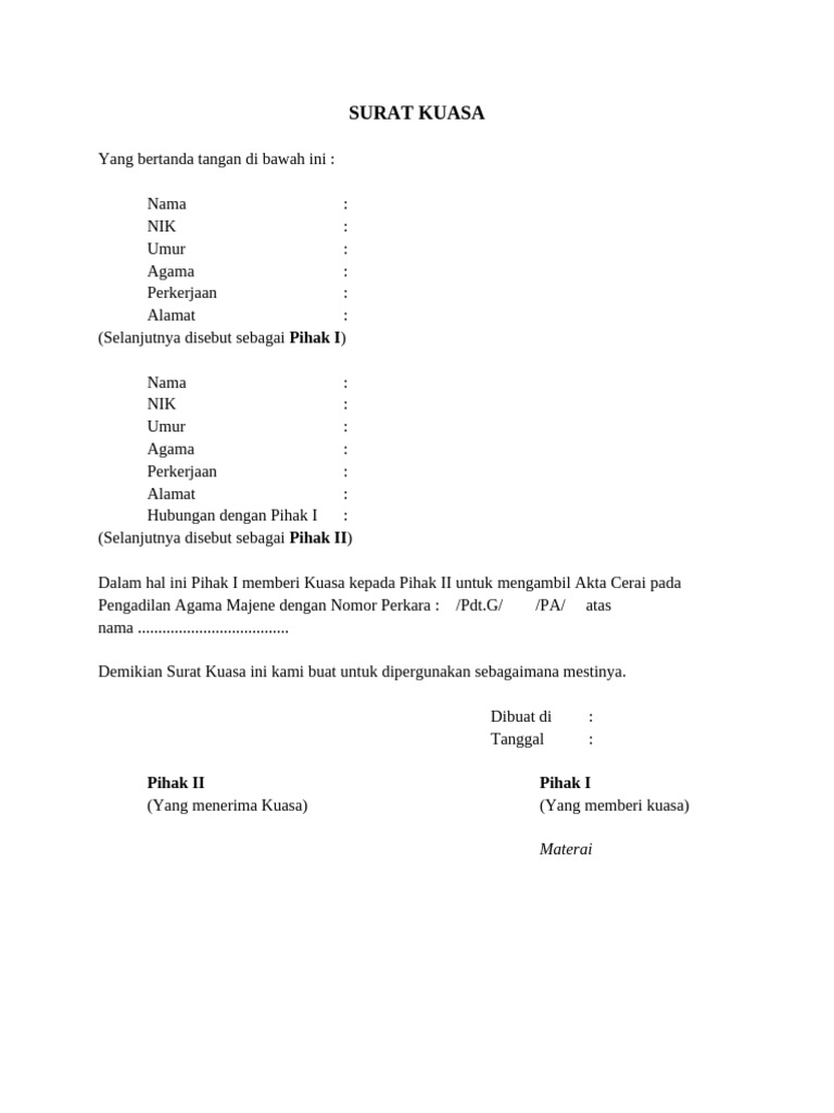 Template SURAT KUASA | PDF