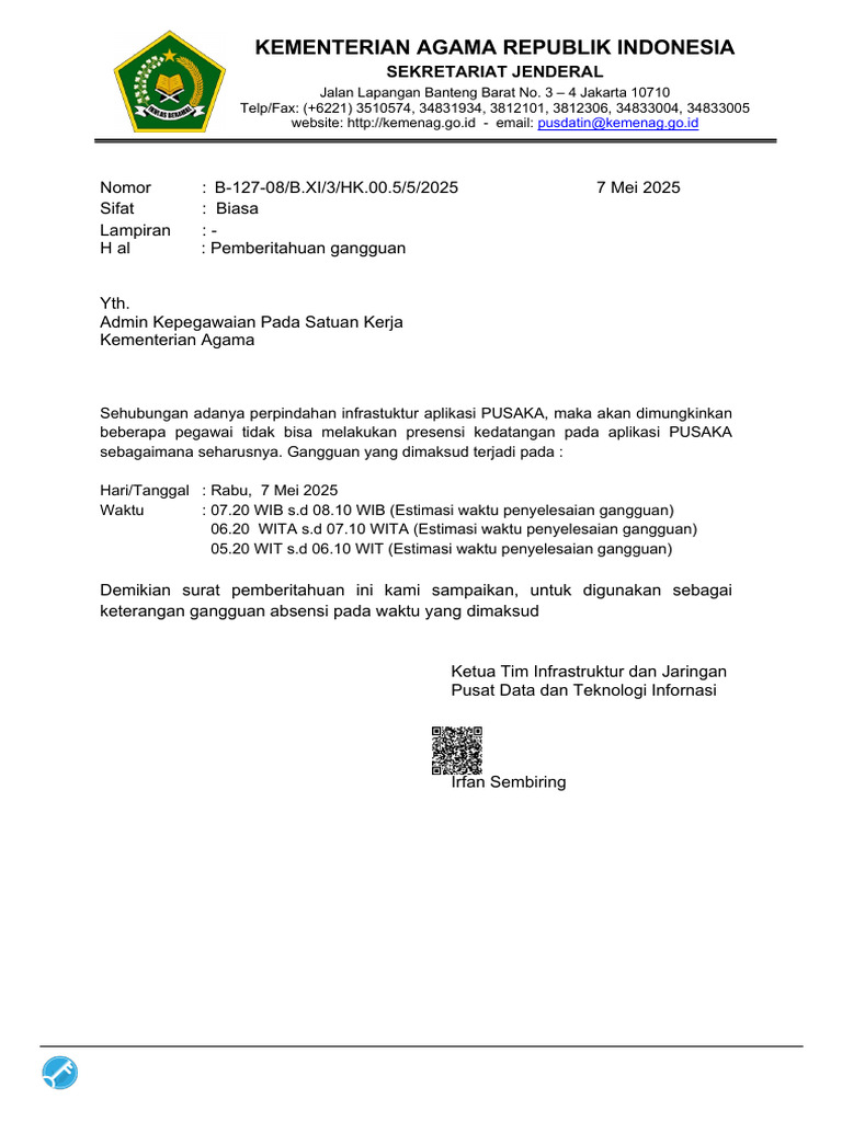 Surat Keterangan Absen Error (07052025) - Pagi - DJJPBTVL | PDF