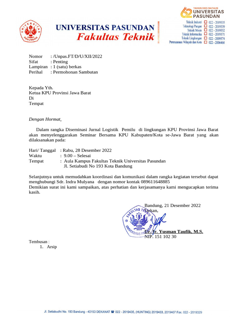 Surat Undangan Diseminasi KPU Provinsi Jabar 2025 (10 | PDF