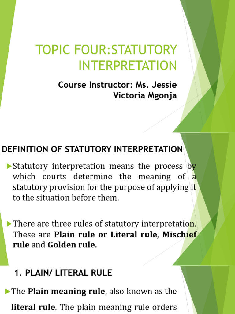 Part 5 - Statutory Interpretation | PDF | Plain Meaning Rule | Statutory Interpretation