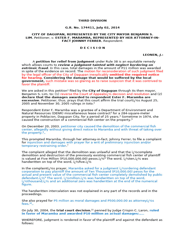 Petition For Relief From Judgment Maramba Case | PDF | Judgment (Law ...