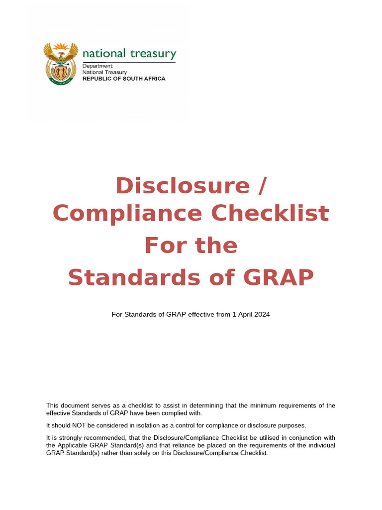 GRAP Accounting and Disclosure Checklist 2025 Final Protected | PDF ...