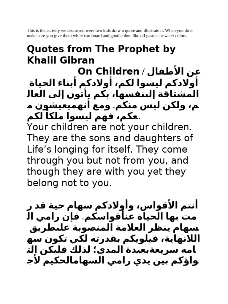 The Activity of Jibran Khalil | PDF