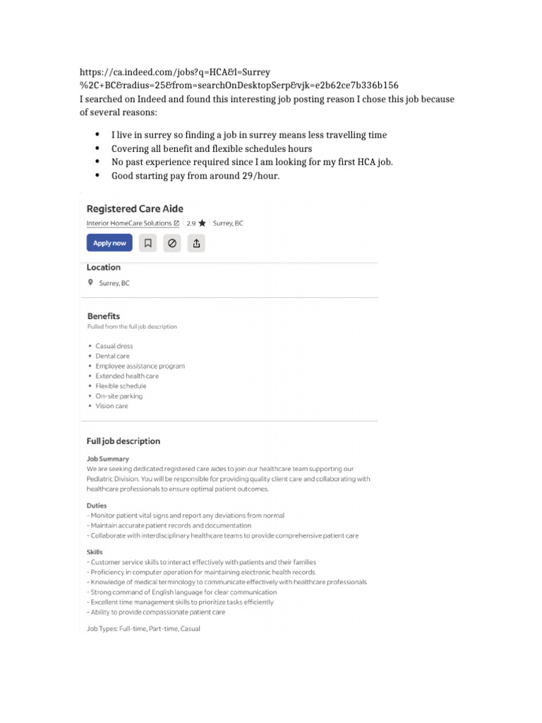 HCA Cover Letter | PDF