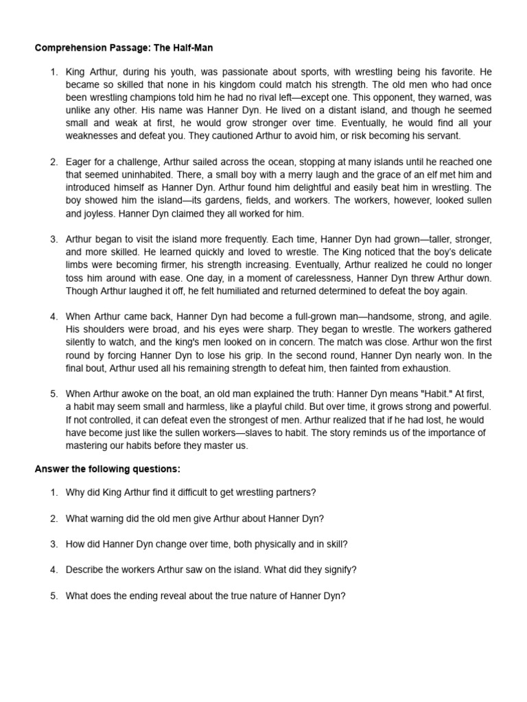 The Half-Man Comprehension Guide | PDF