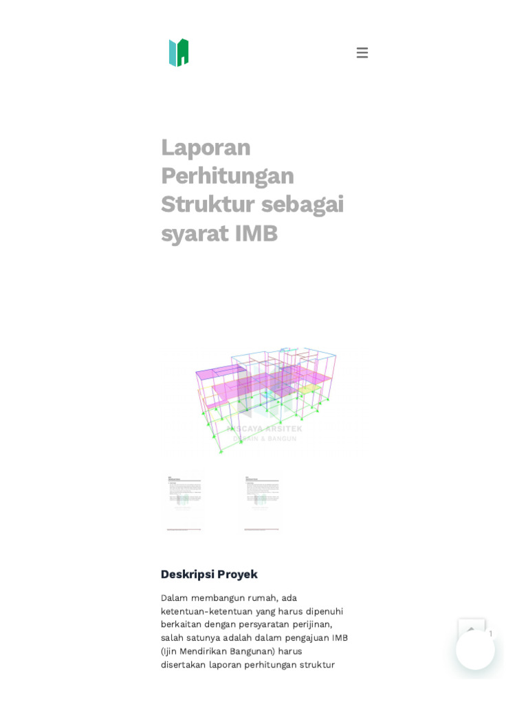 Laporan Perhitungan Struktur Sebagai Syarat IMB - Niscaya Arsitek | PDF